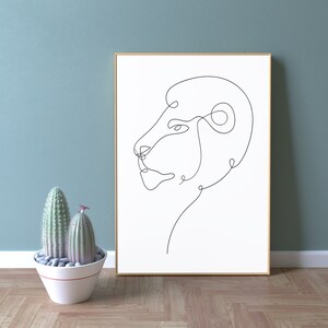 Lion Line Art,one Line Drawing,lion Printable Art,lion Line Drawing ...