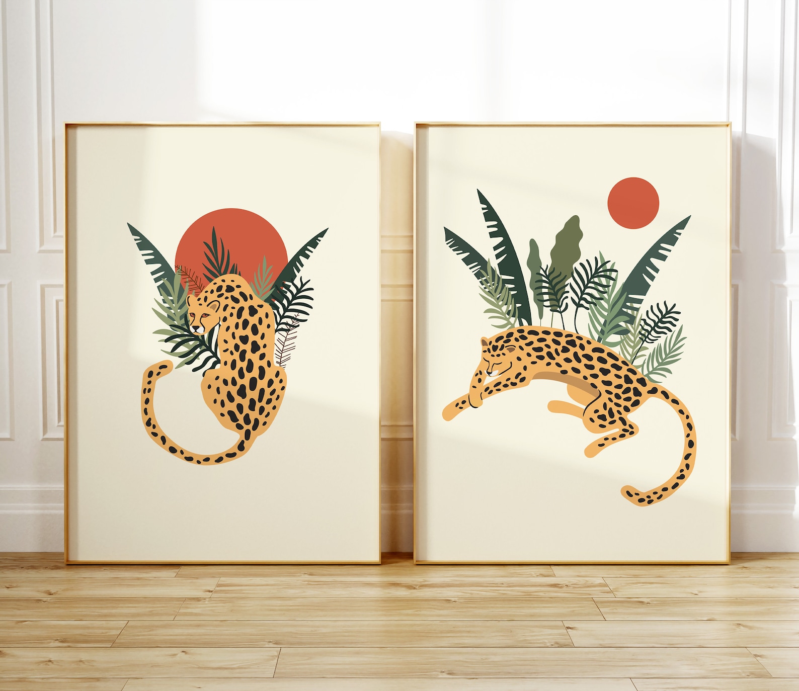 Set of 2 Cheetah Wall Art Printable Cheetah Art Boho Leopard - Etsy