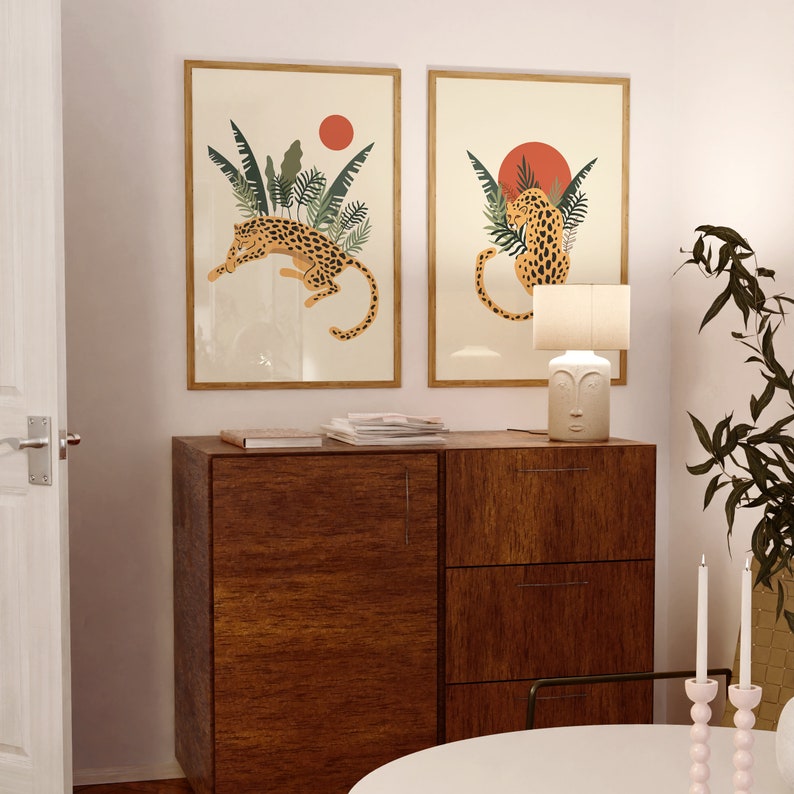 Set of 2 Cheetah Wall Art Printable Cheetah Art Boho Leopard - Etsy