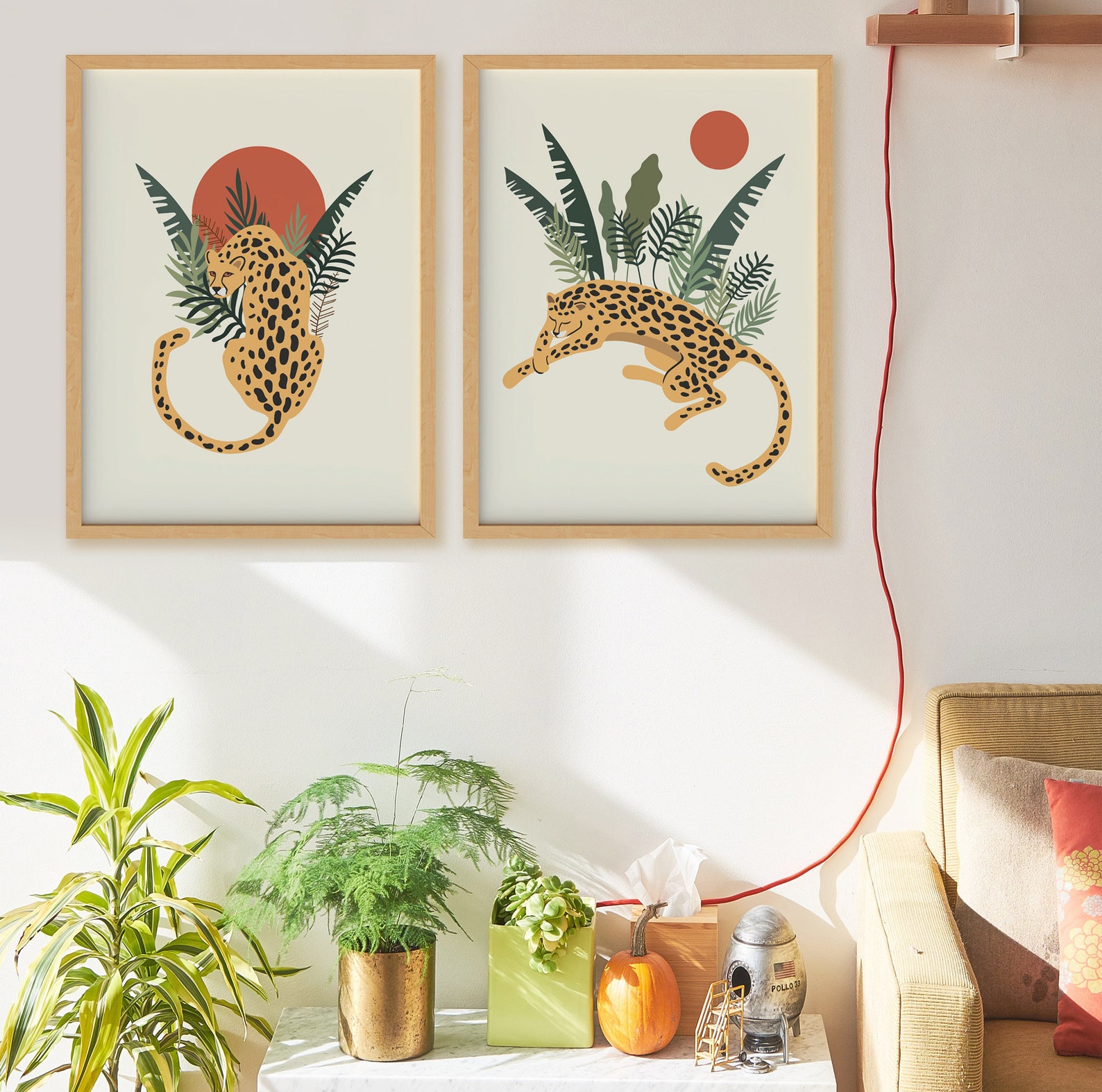 Set of 2 Cheetah Wall Art Printable Cheetah Art Boho Leopard | Etsy