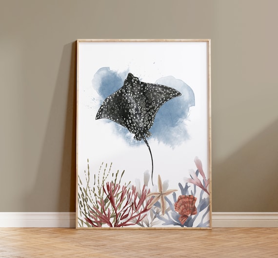 Printable Eagle Ray Watercolor Wall Art Eagle Ray Poster Ray - Etsy