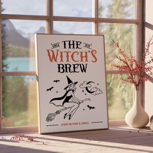 Witch Brew Poster, Coffee Digital Print, Witchy Kitchen Art, Halloween ...