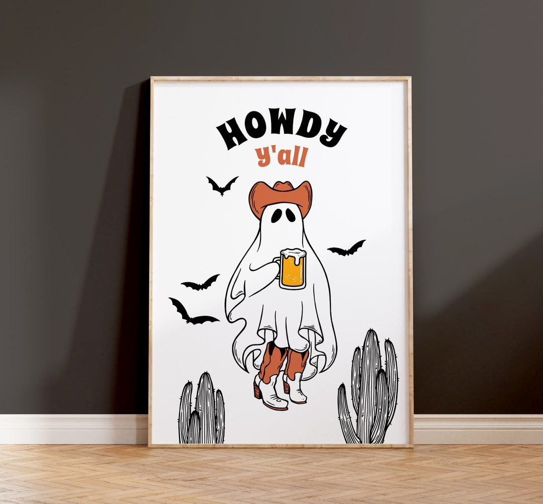 Halloween Printable, Ghost Beer Print, Howdy Quote, Cowboy Ghost, Beer ...