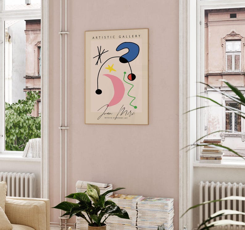 Set of 3 Joan Miro Wall Art, Minimalist Abstract Wall Art, Printable ...