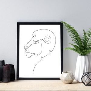 Lion Line Art,one Line Drawing,lion Printable Art,lion Line Drawing ...