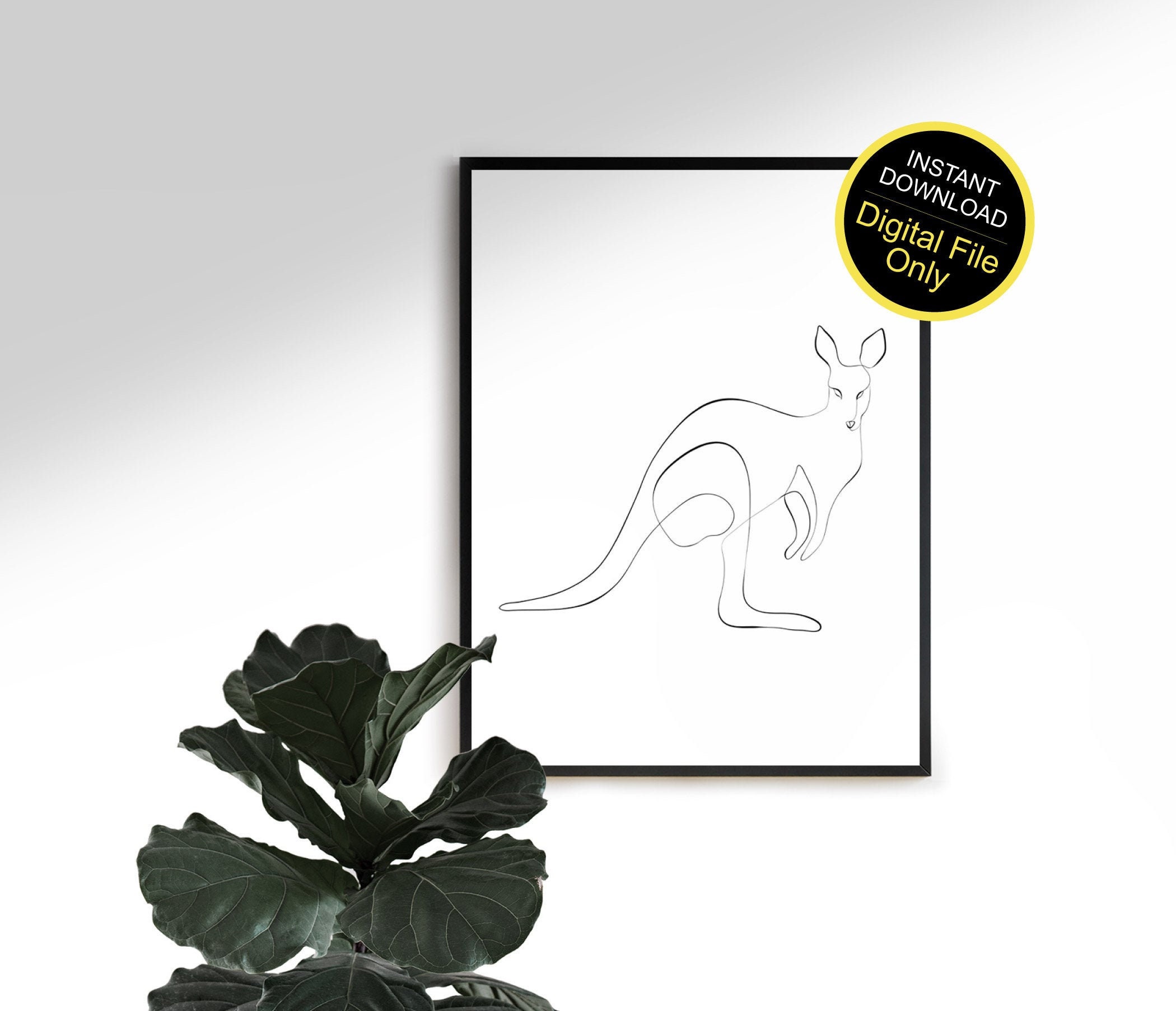Kangaroo Line Drawing Print Kangaroo Line Drawing Minimalist | Etsy