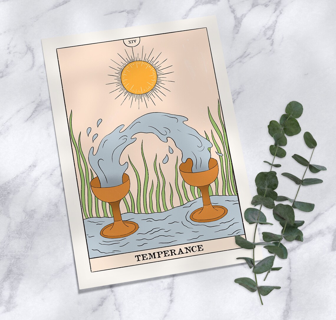 Printable Temperance Tarot Card Poster Tarot Lover Gift | Etsy