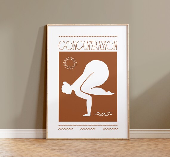 Yoga Pose Poster Concentration Quote Art Abstract Woman - Etsy