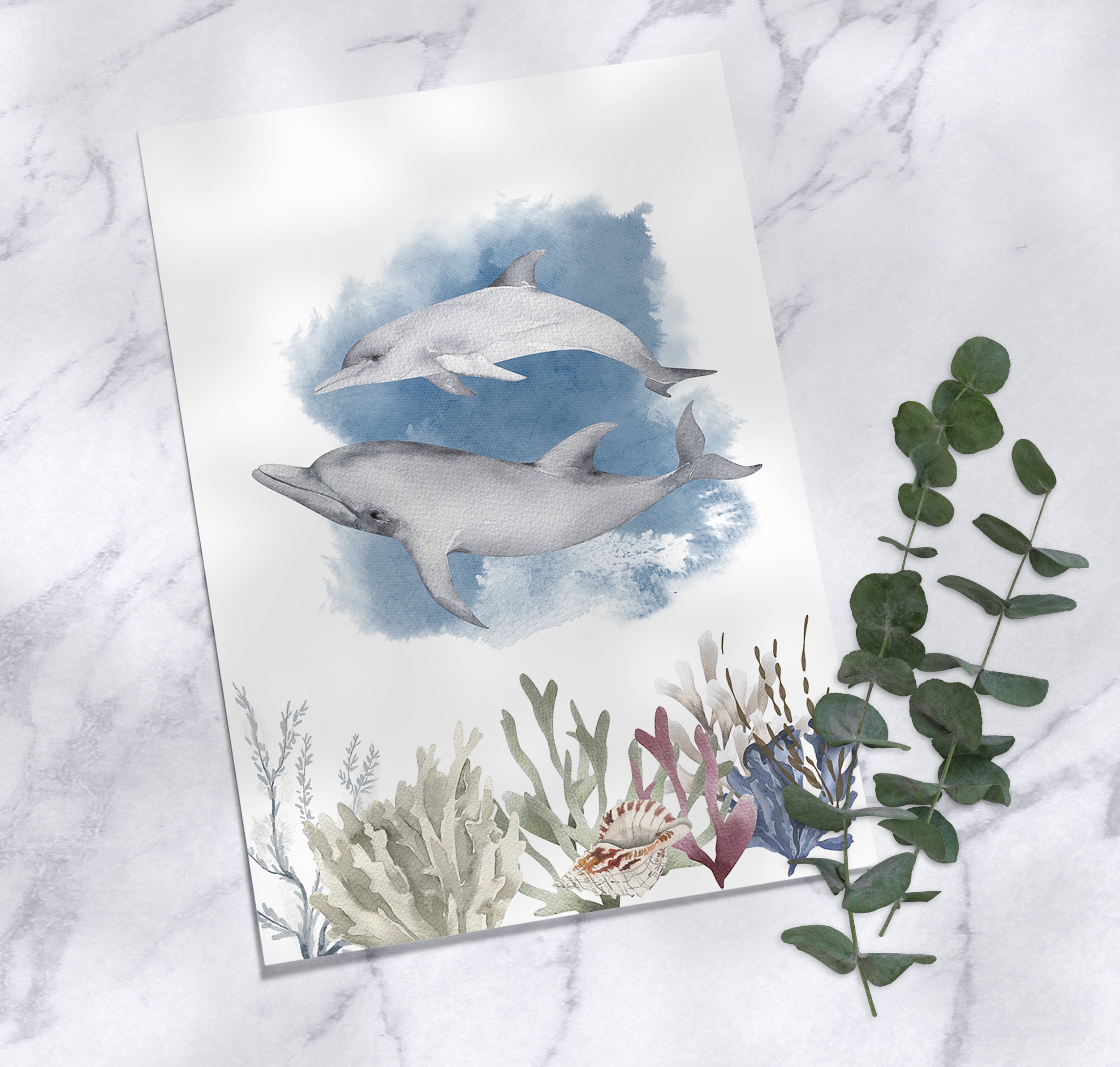 Set of 8 Ocean Animal Printable Sea Creature Art Coastal - Etsy