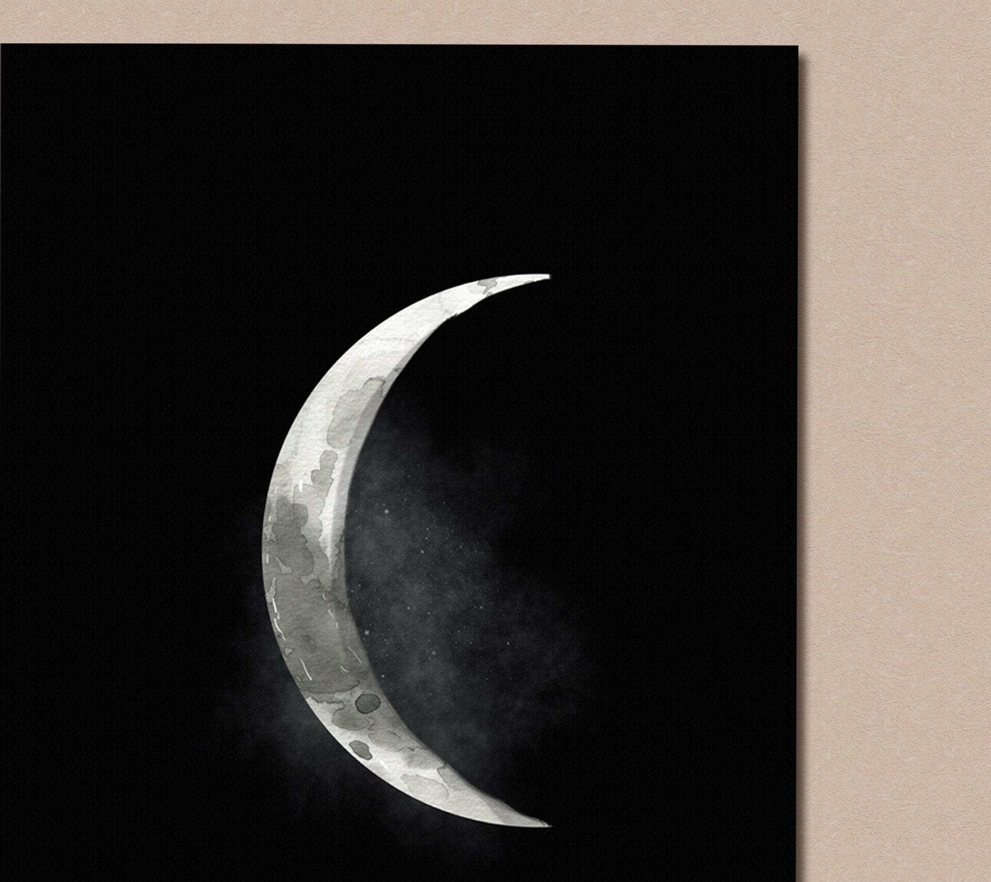 Crescent Moon Wall Art Printable Watercolor Crescent Moon - Etsy