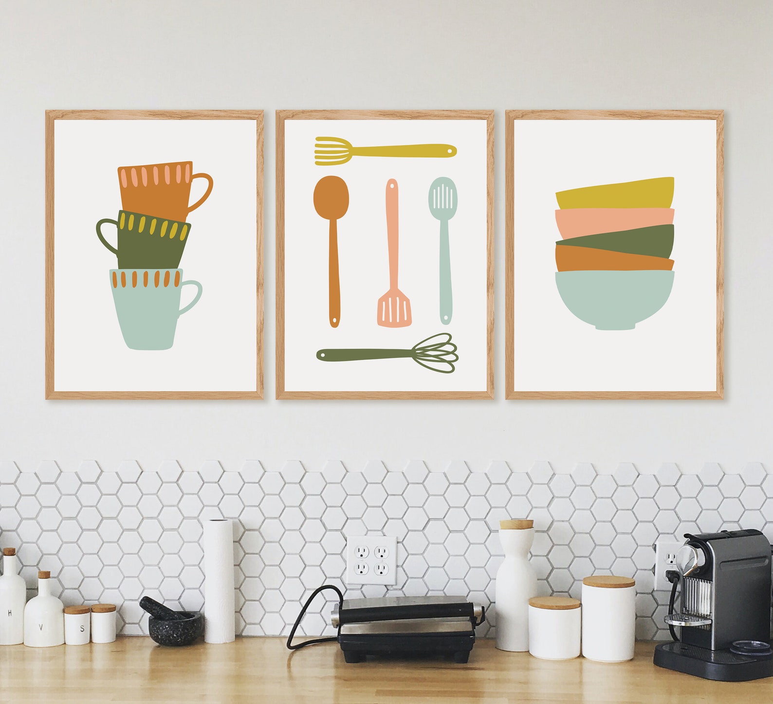 Cooking Utensils Wall Art, Kitchen Wall Art, Kitchen Printable Digital ...