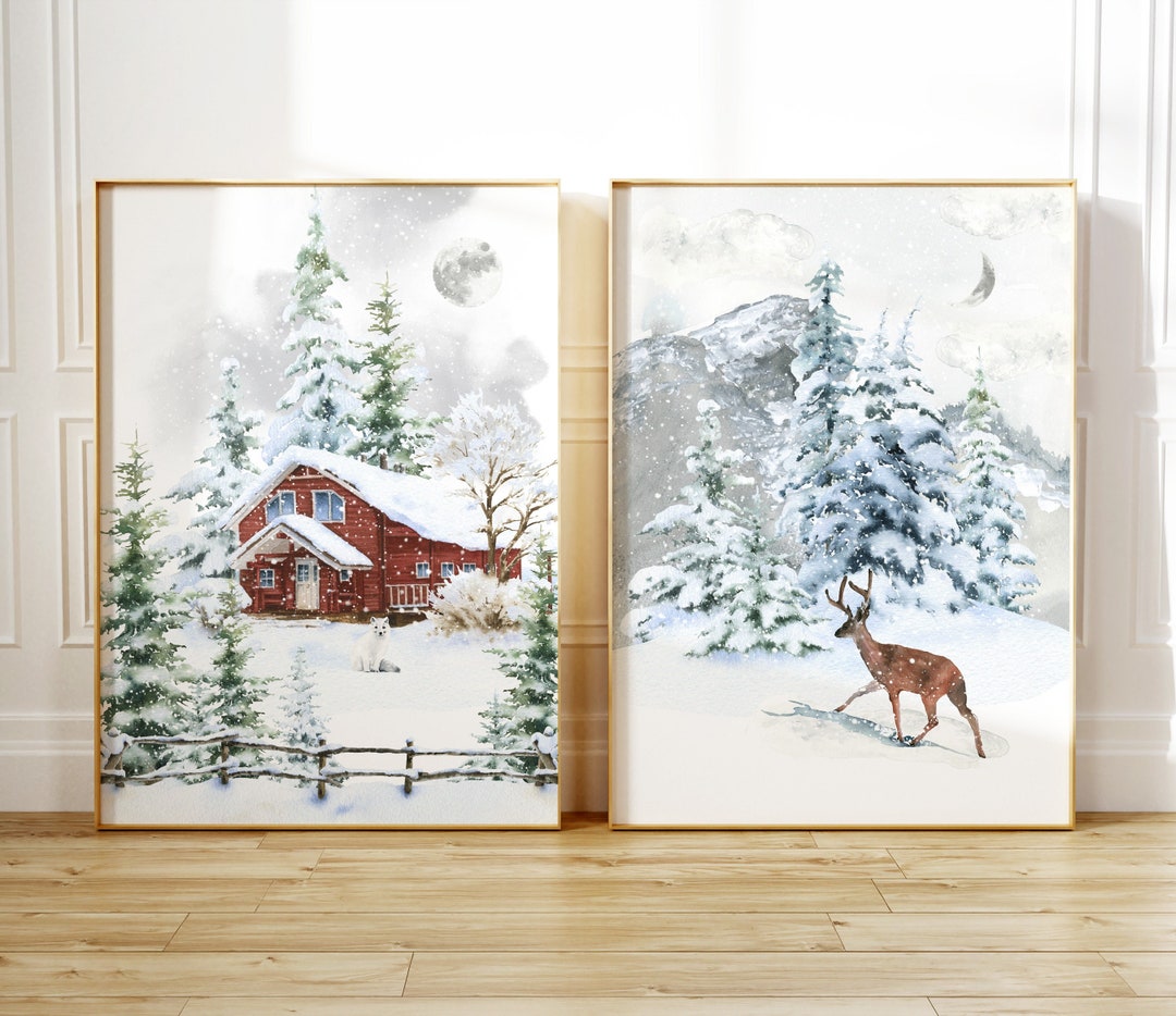 Winter Wall Art, Set of 2 Winter Prints, Winter Digital Print ...