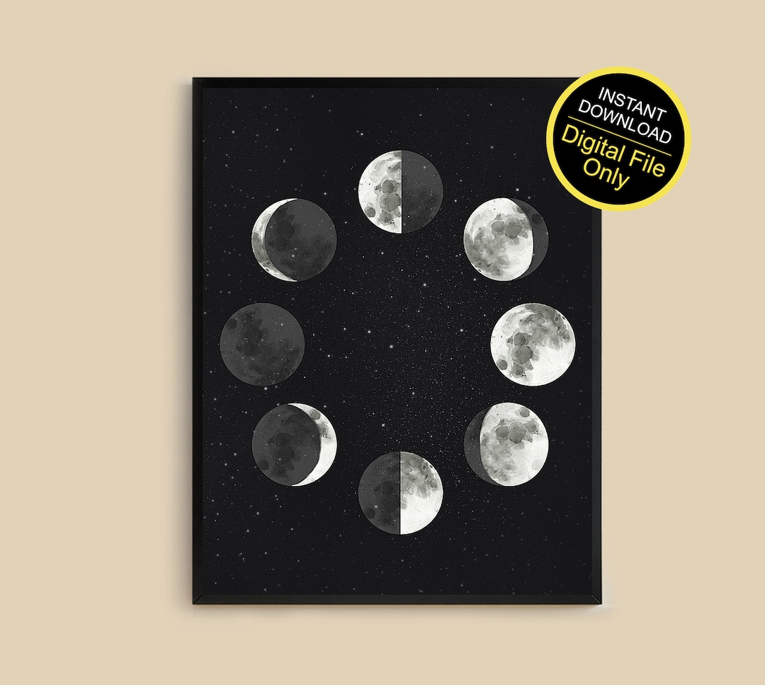 Printable Moon Phase Circle Poster Moon Wall Decor Lunar - Etsy