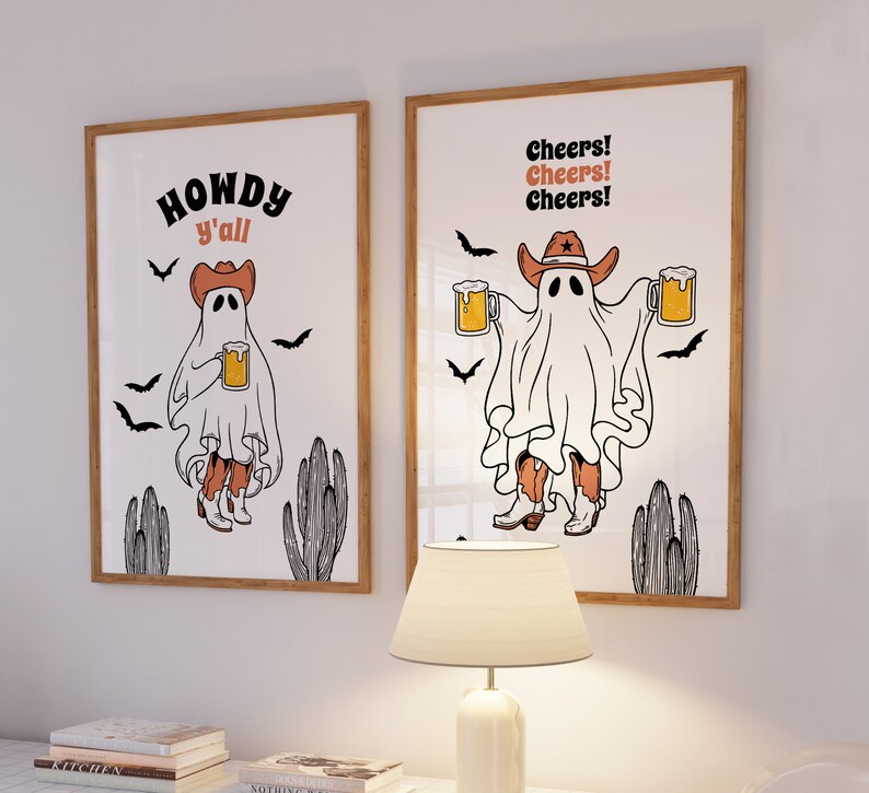Halloween Printable, Ghost Beer Print, Howdy Quote, Cowboy Ghost, Beer ...