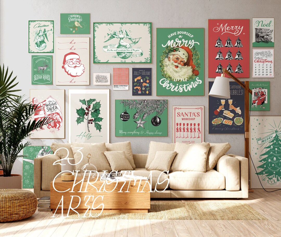 Christmas Art Bundle, Christmas Poster Set, Christmas Gallery Wall ...