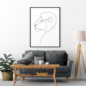 Lion Line Art,one Line Drawing,lion Printable Art,lion Line Drawing ...