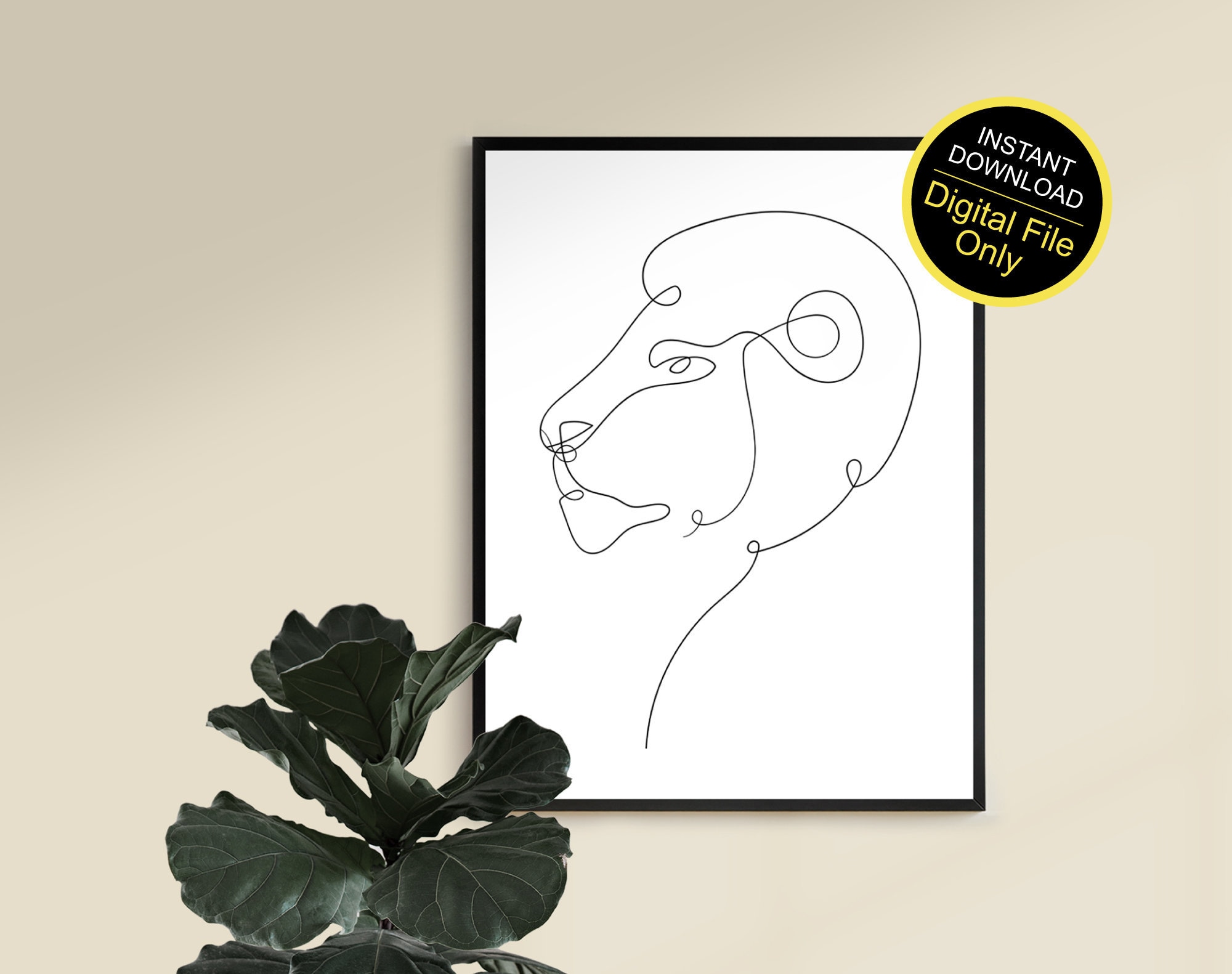 Lion Line ArtOne Line DrawingLion Printable ArtLion Line | Etsy