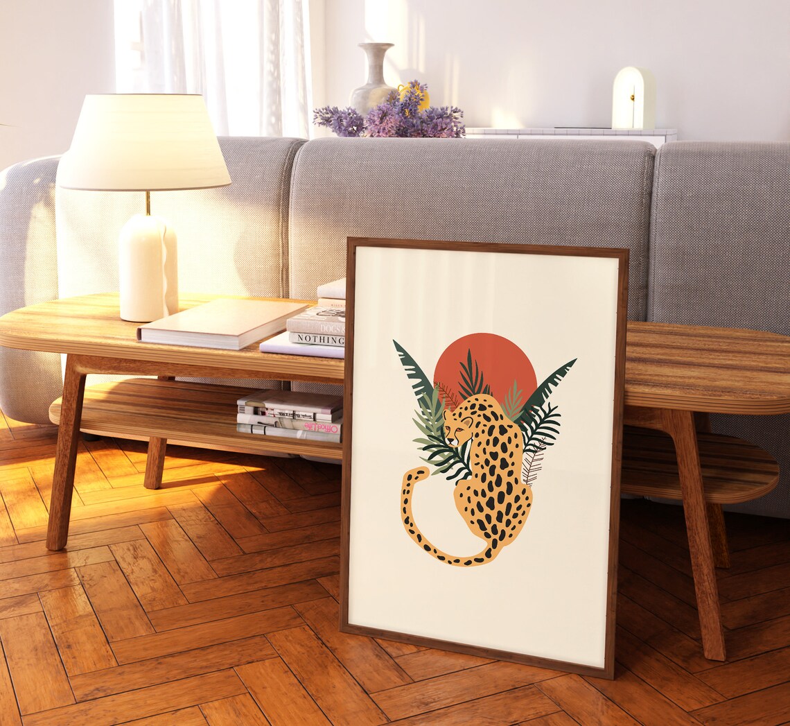 Set of 2 Cheetah Wall Art, Printable Cheetah Art, Boho Leopard Wall Art ...