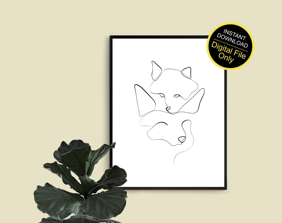 Fox Line Drawing Print, Fox Line Drawing, Minimalist Line Art, Fox Line ...