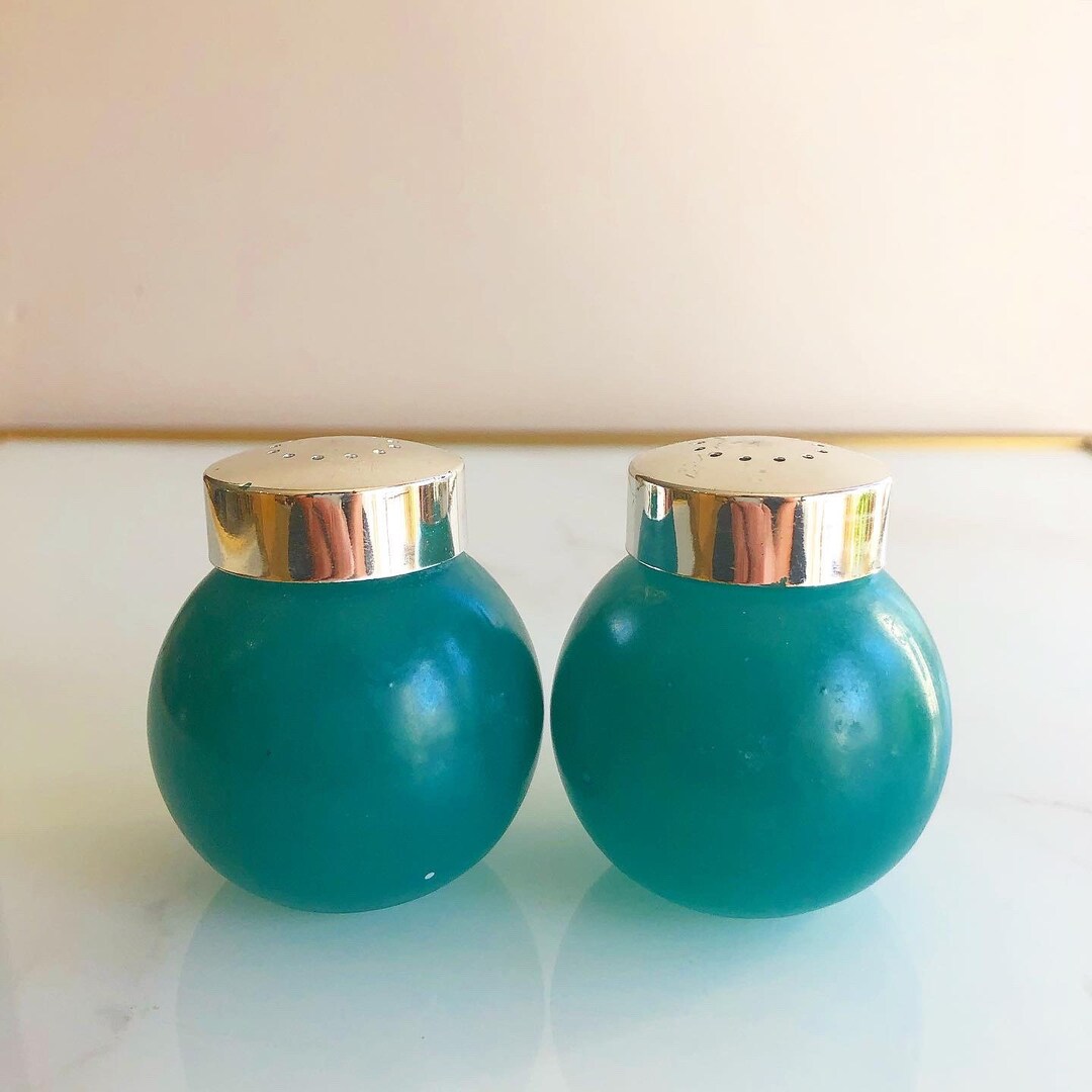 Adorable Teal Green Stoha West Germany Glass Salt and Pepper Shakers ...