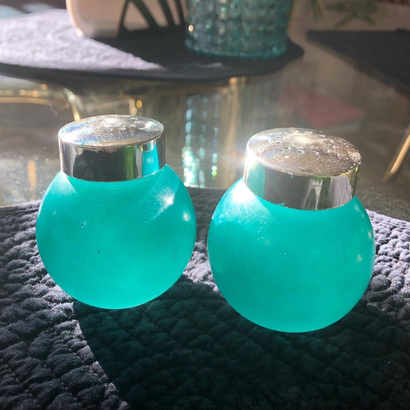 Adorable Teal Green Stoha West Germany Glass Salt and Pepper Shakers ...