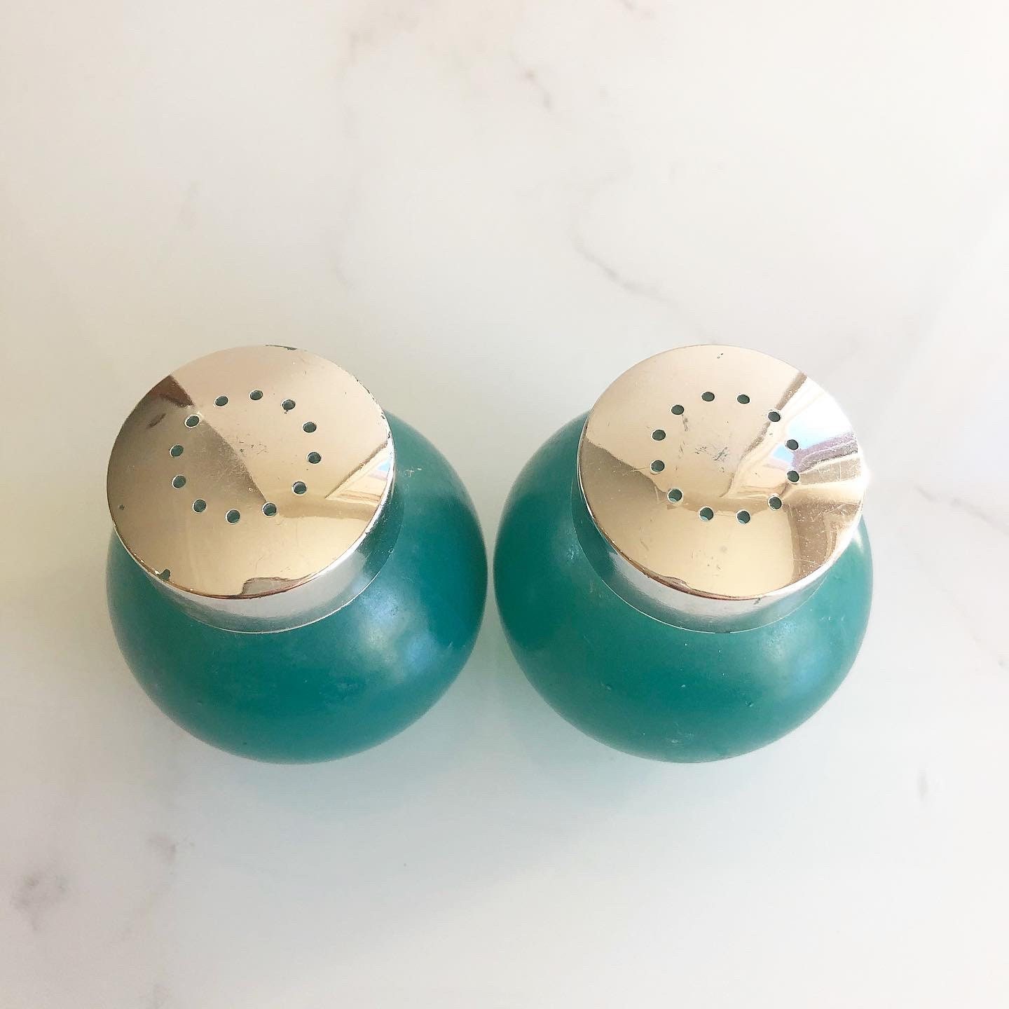 Adorable Teal Green Stoha West Germany Glass Salt and Pepper Shakers ...