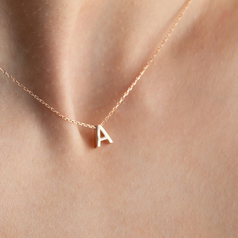 Gold Letter Necklace - Etsy