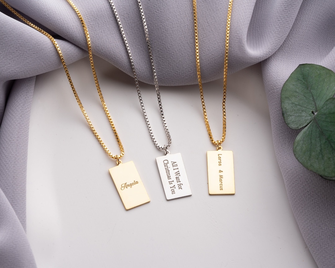 Tag Necklace, Personalized Tag Necklace, Engraved Tag Necklace ...