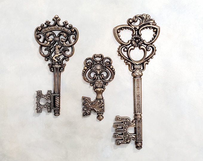Vintage Set Gold Keys Wall Decor Art Hollywood Regency Mid Century ...