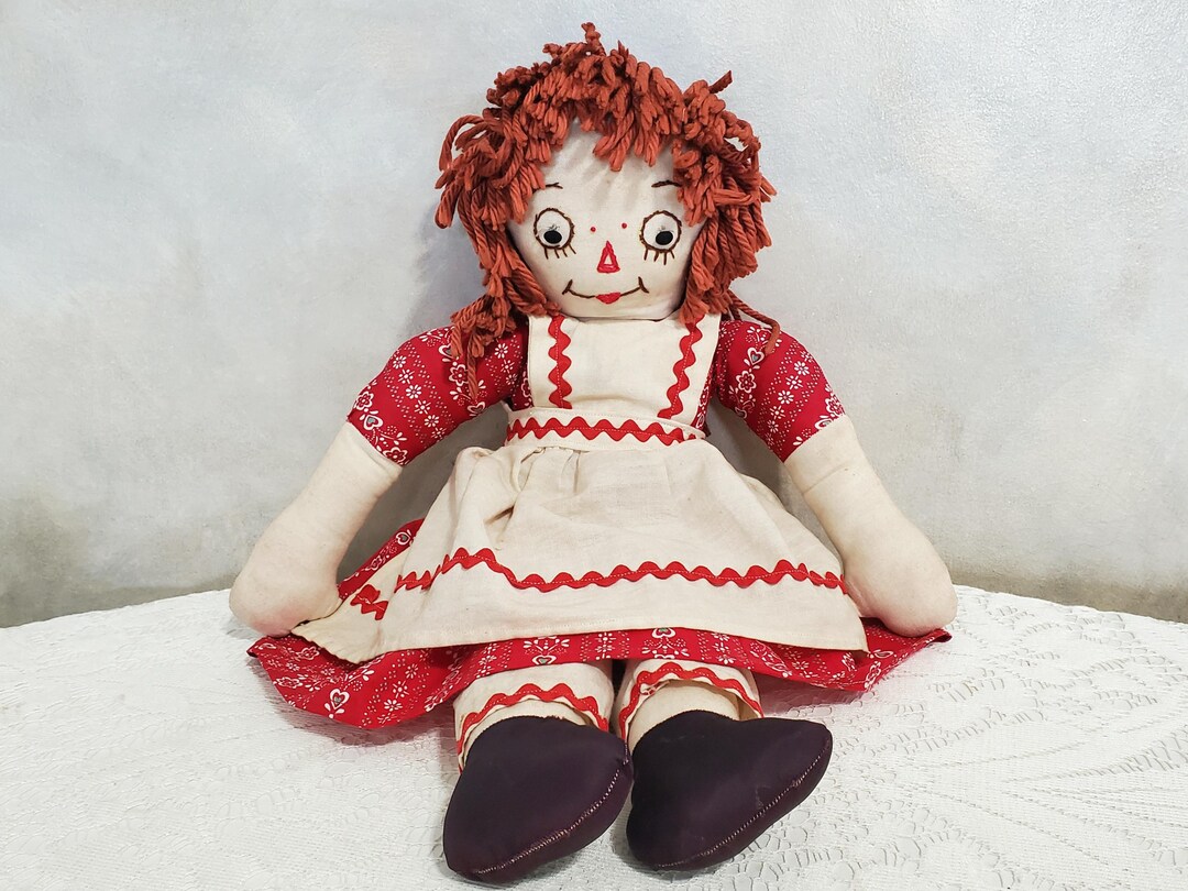 19" Vintage Raggedy Ann Doll Cloth Handmade Ragdoll Anabelle - Etsy