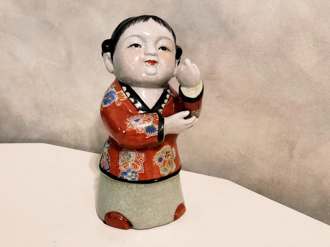 Vintage Asian Girl In Kimono Statue Chinoiserie Figurine Etsy 7177