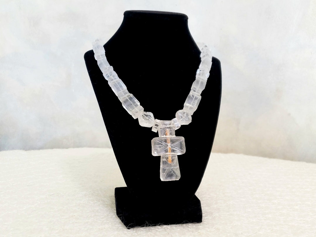 Salt Crystal Cross Necklace Religious Oddities Curiosities Vintage - Etsy