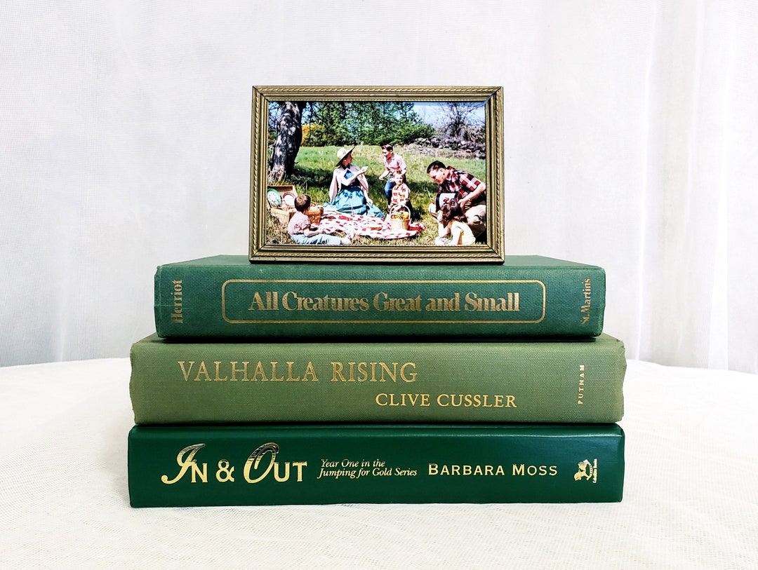 Green Gold Book Bundle Stack Staging and Decor Bookshelf by Color ...