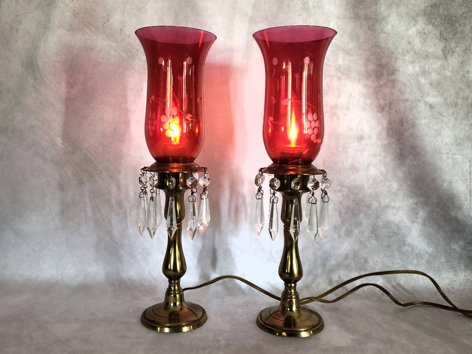Antique Cranberry Glass Lamp for sale | Only 2 left at -75%