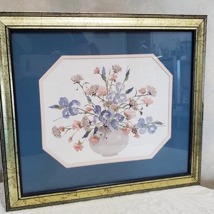 Vintage Framed Floral Watercolor Print by C. Winterle Olson - Etsy