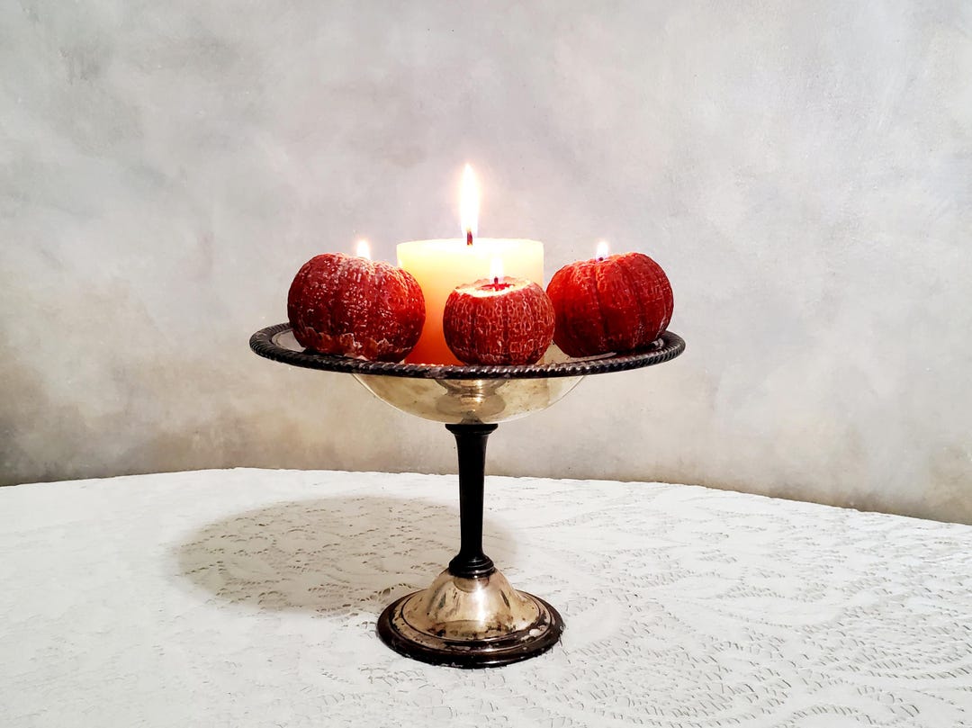 Vintage Silver Plate Pedestal Bowl Candle Holder Compote Gothic ...