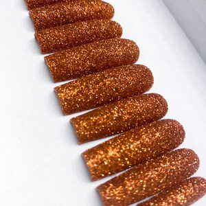 Copper | Glitter Holiday Press on Nails | Fall Autumn Nails | Copper ...