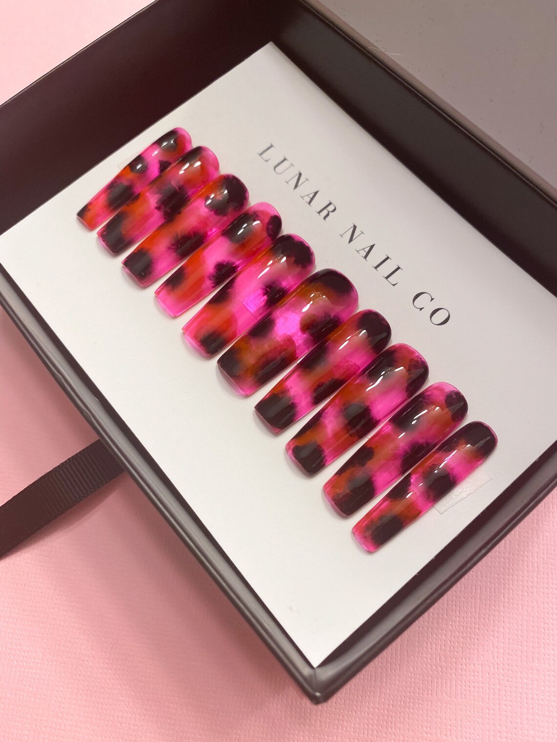 Pink Tortoise Press on Nails | Tortoise Shell | Summer Neon Nails ...