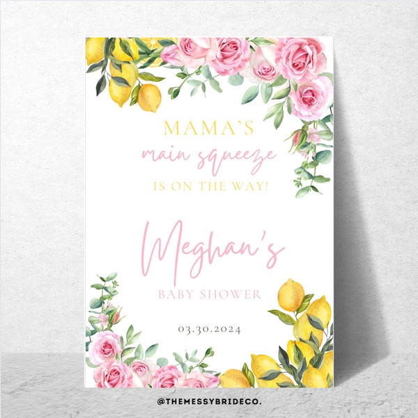 Mama's Main Squeeze Baby Shower Welcome Sign Template - Etsy