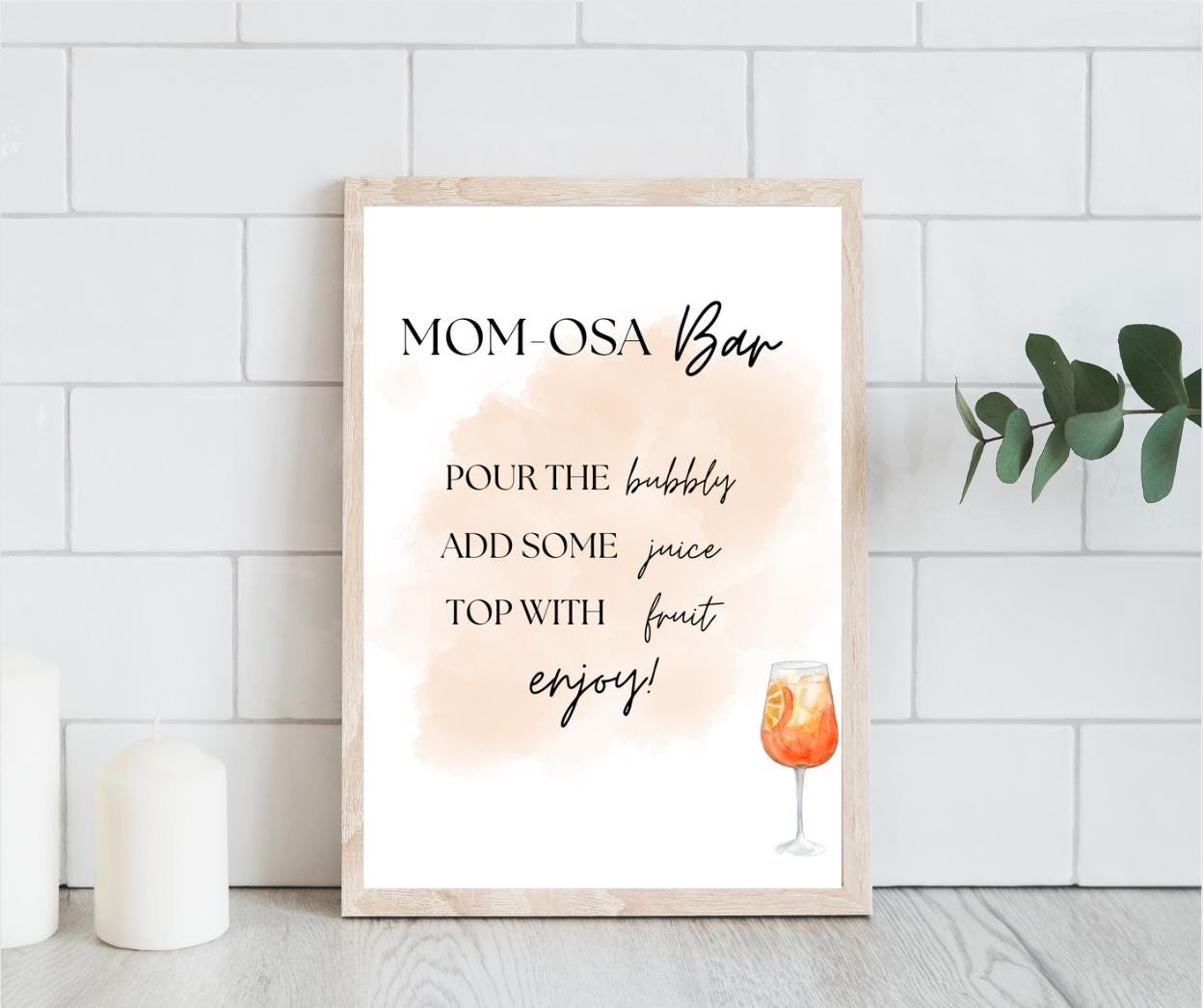 Mom-osa Baby Bridal Shower Orange Drink Sign Template - Etsy