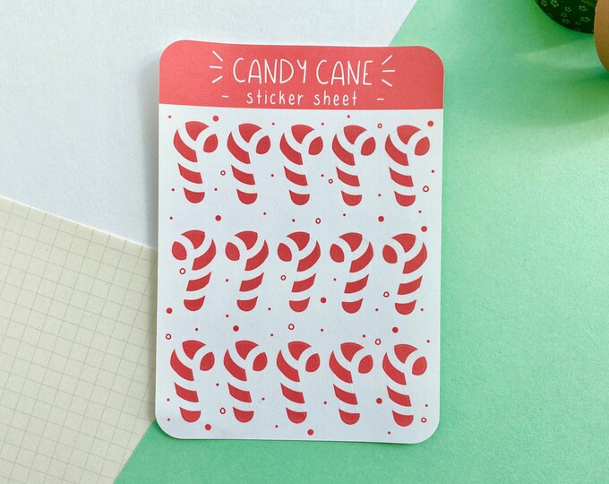 Candy Cane Mini Decal Sticker Sheet - Planner & Journal Stickers - Etsy
