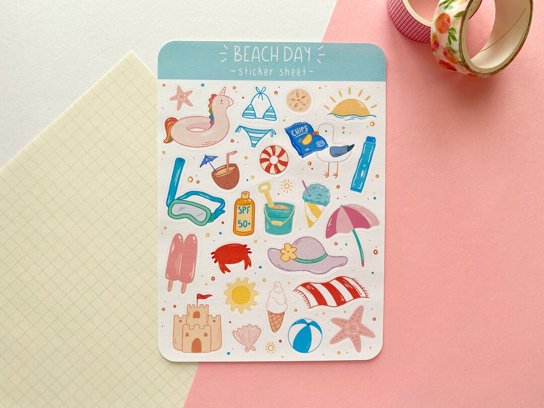 Beach Day Sticker Sheet - Planner & Journal Stickers - Etsy