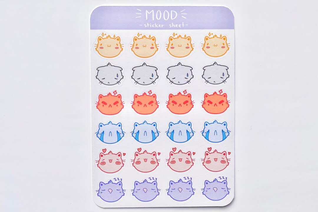 Cats Mood Sticker Sheet - Planner & Journal Stickers - Etsy