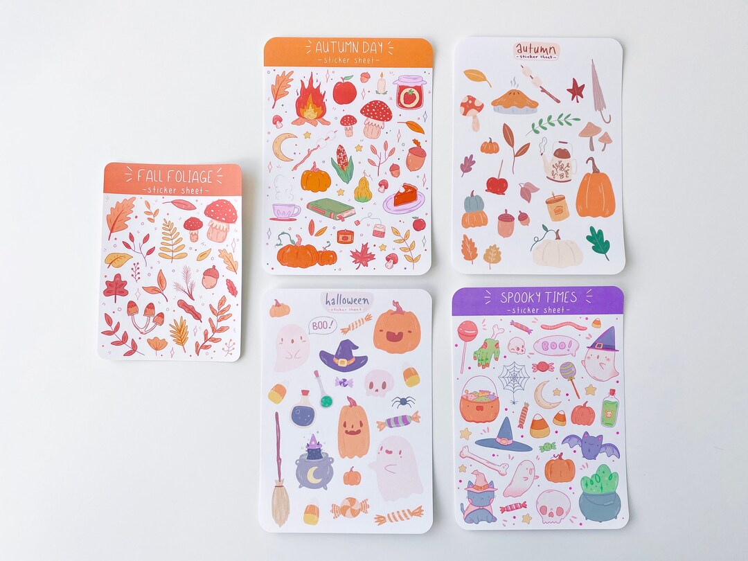 Fall and Halloween Sticker Sheet Bundle - Planner & Journal Stickers - Etsy