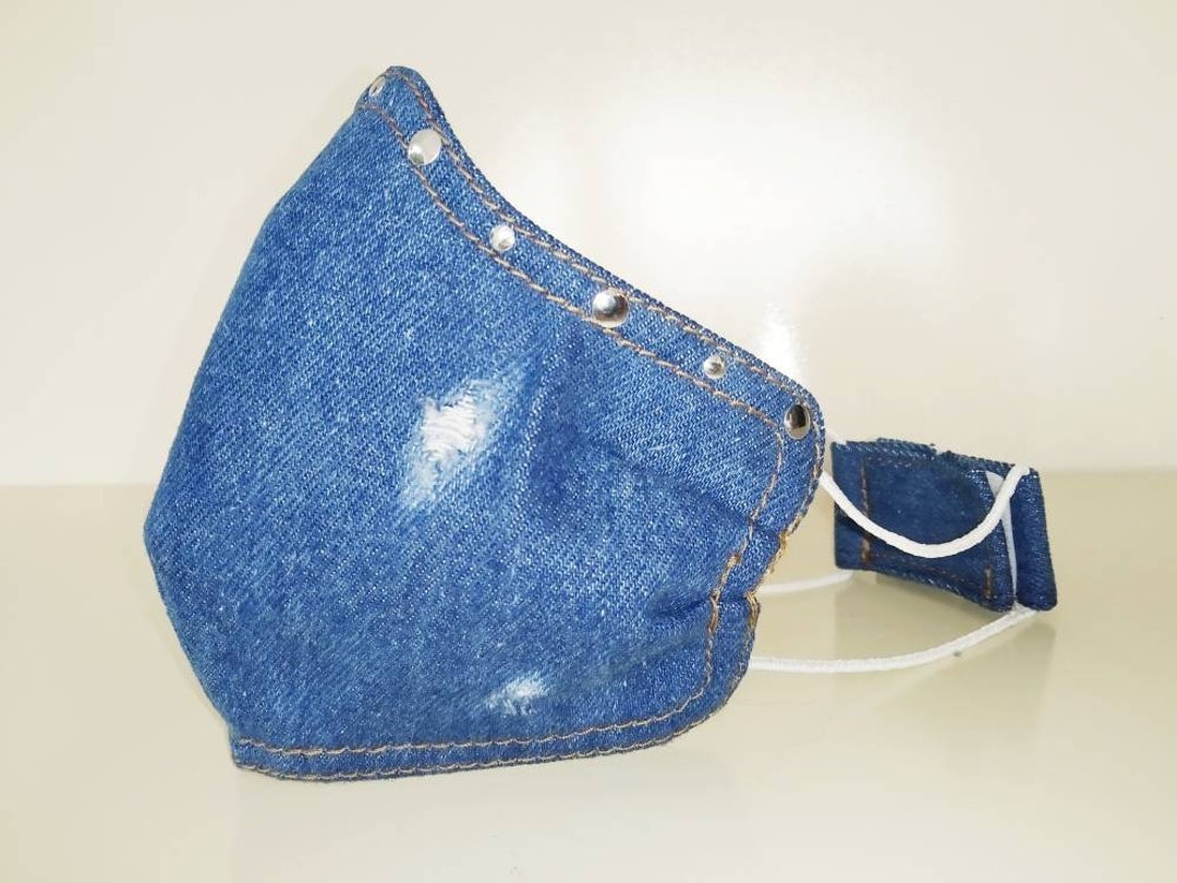 Ripped Denim Face Mask & Filter Cover, Washable, 3 Layers, 3 Sizes, 2 ...