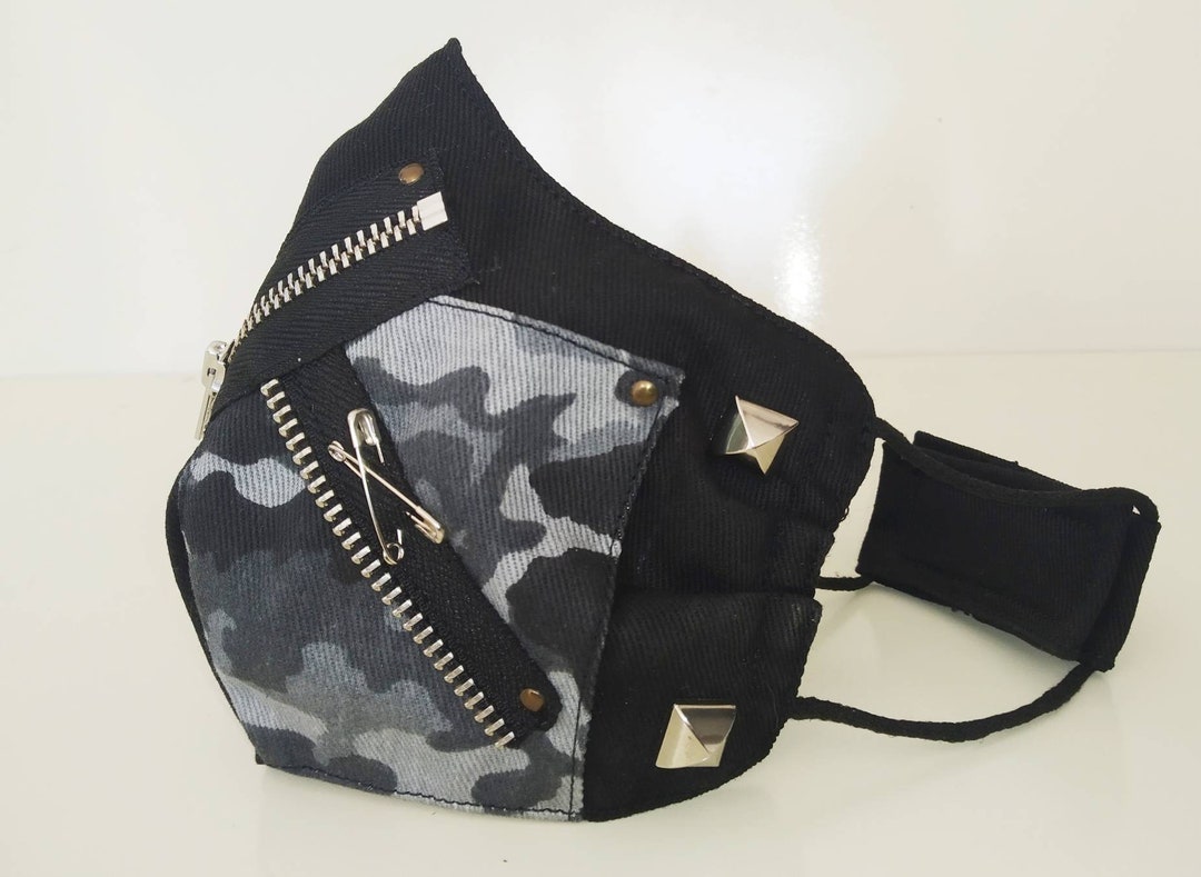 Cyber-x Face Mask, Washable, 3 Layers, 3 Sizes, Velcro Mask, Punk Mask ...