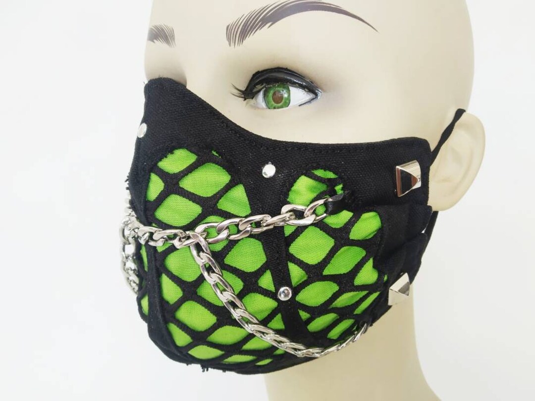Fishnet'52 Face Mask, Washable, 3 Layers, 3 Sizes, 2 Closures, Punk ...