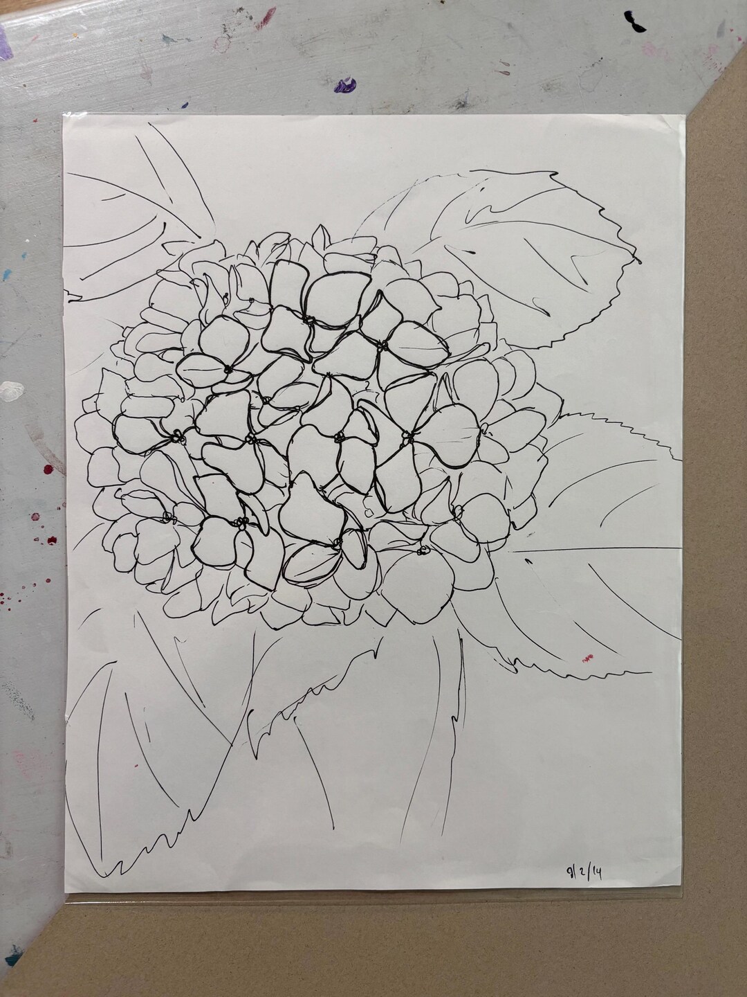 Hydrangea Ink Drawing, Floral Art, Hydrangea Sketch - Etsy