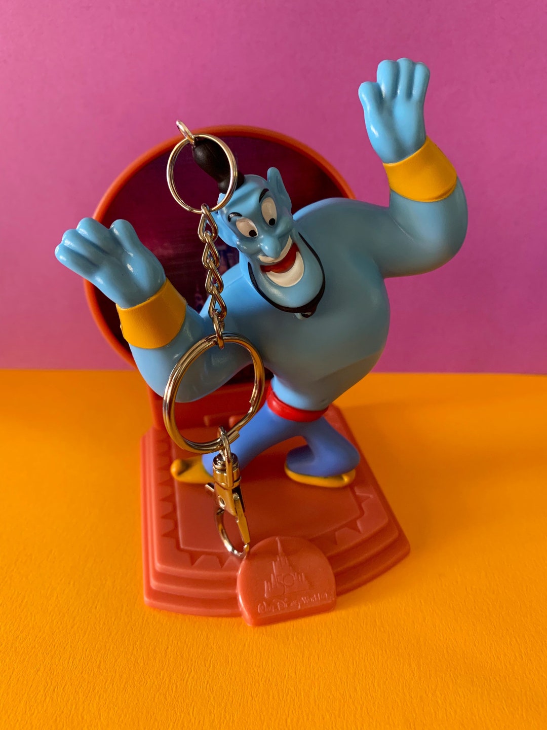 Walt Disney Genie Aladdin Keychain/bag Charm W/lenticular Stand 3.5 - Etsy