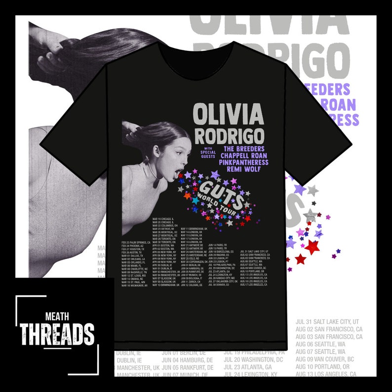 Olivia Rodrigo 2024 World Guts Tour T-shirt Limited Edition Concert ...